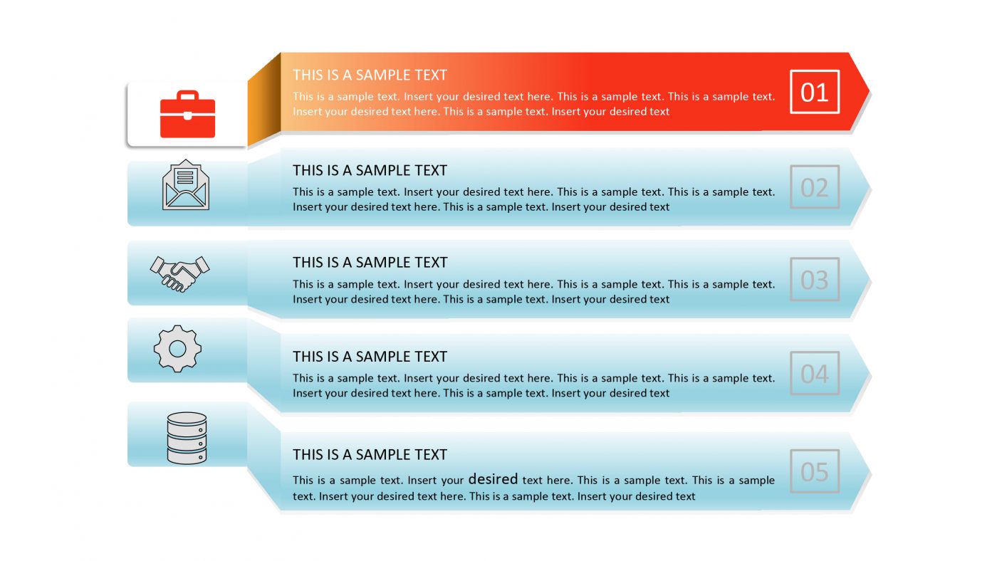 5 arrows with badges PowerPoint template - Slidevilla