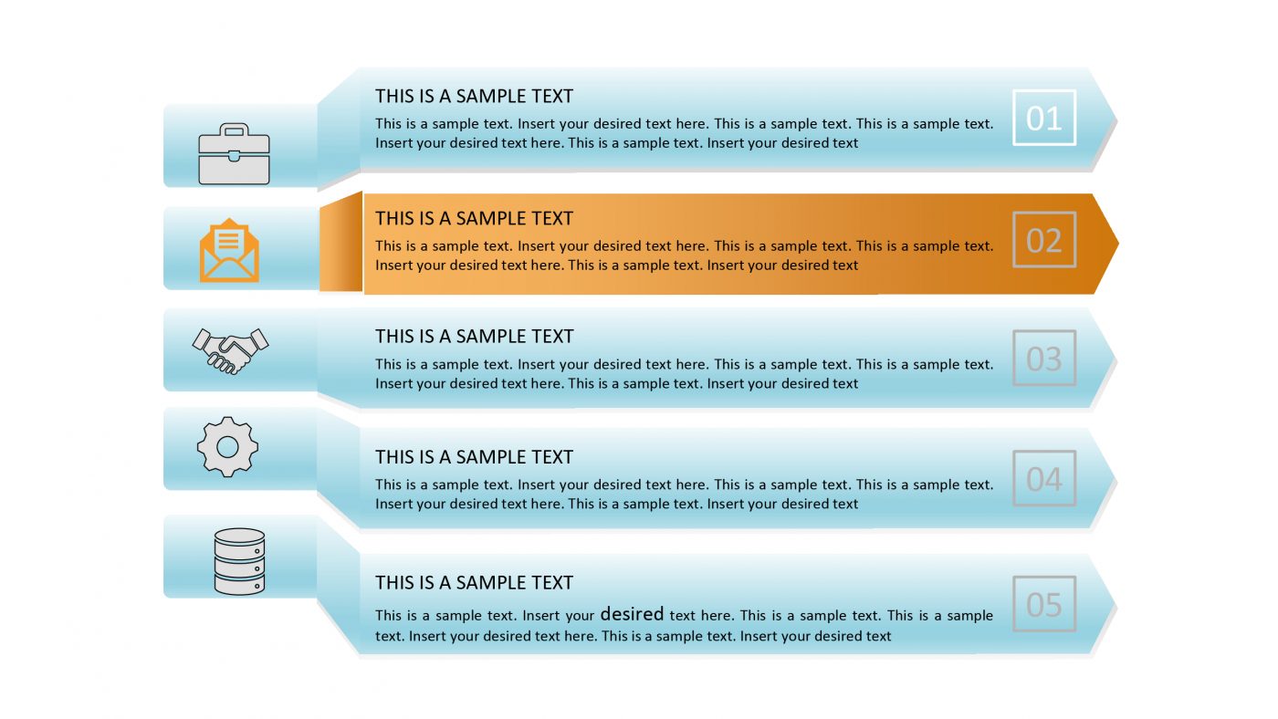 5 arrows with badges PowerPoint template: 100% Editable PPTx