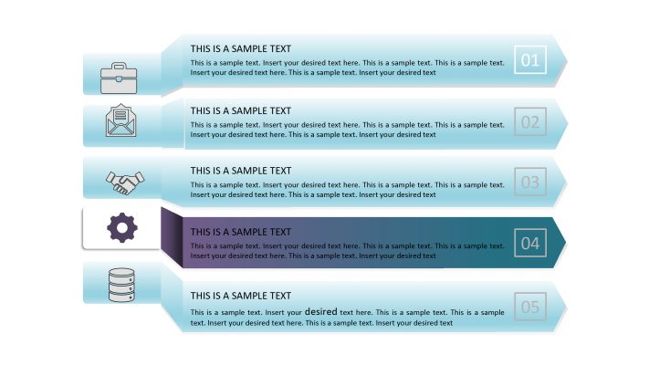 5 arrows with badges PowerPoint template: 100% Editable PPTx