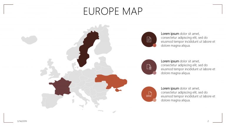 Europe Map Template For Powerpoint: 100% Editable PPTx