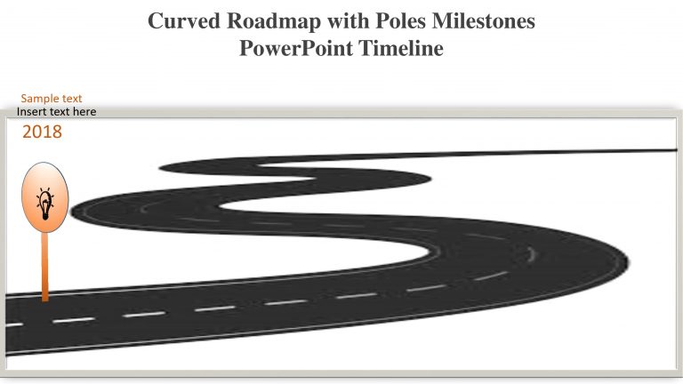 Curved Roadmap Poles Milestones PowerPoint Template: 100% Editable PPTx