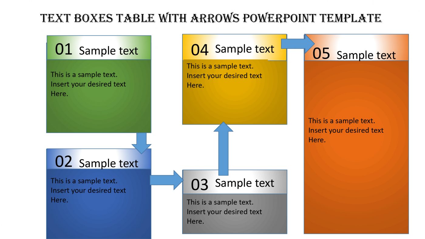Text Boxes Table with Arrows for PowerPoint - Slidevilla