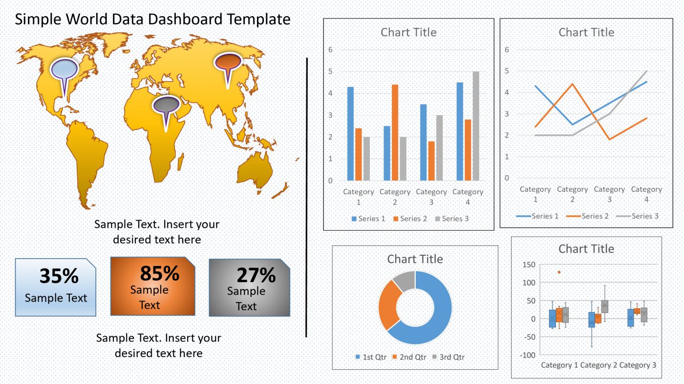Simple World Data Dashboard for PowerPoint: 100% Editable PPTx