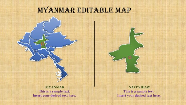 Myanmar Map Template for Powerpoint: 100% Editable PPTx