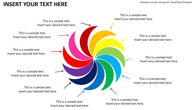 Clockwise circular diagram for PowerPoint Template: 100% Editable PPTx