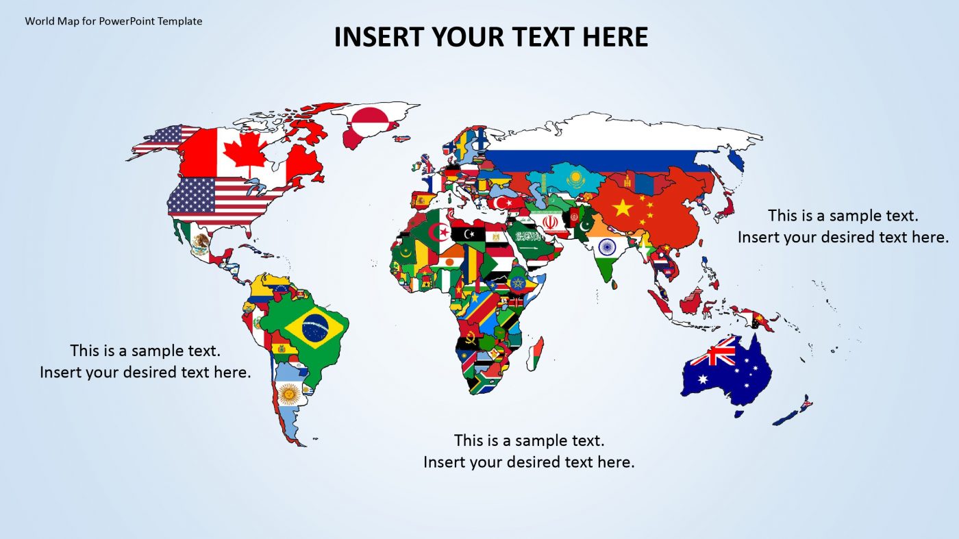 World Flag Map for PowerPoint Template: 100% Editable PPTx