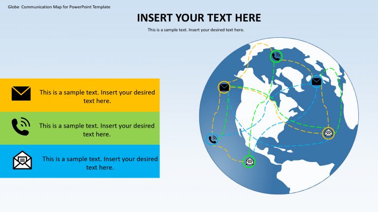 Globe Communication Map For Powerpoint Template 100 Editable Pptx