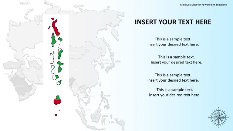 Editable Maldives Map for PowerPoint Template: 100% Editable PPTx