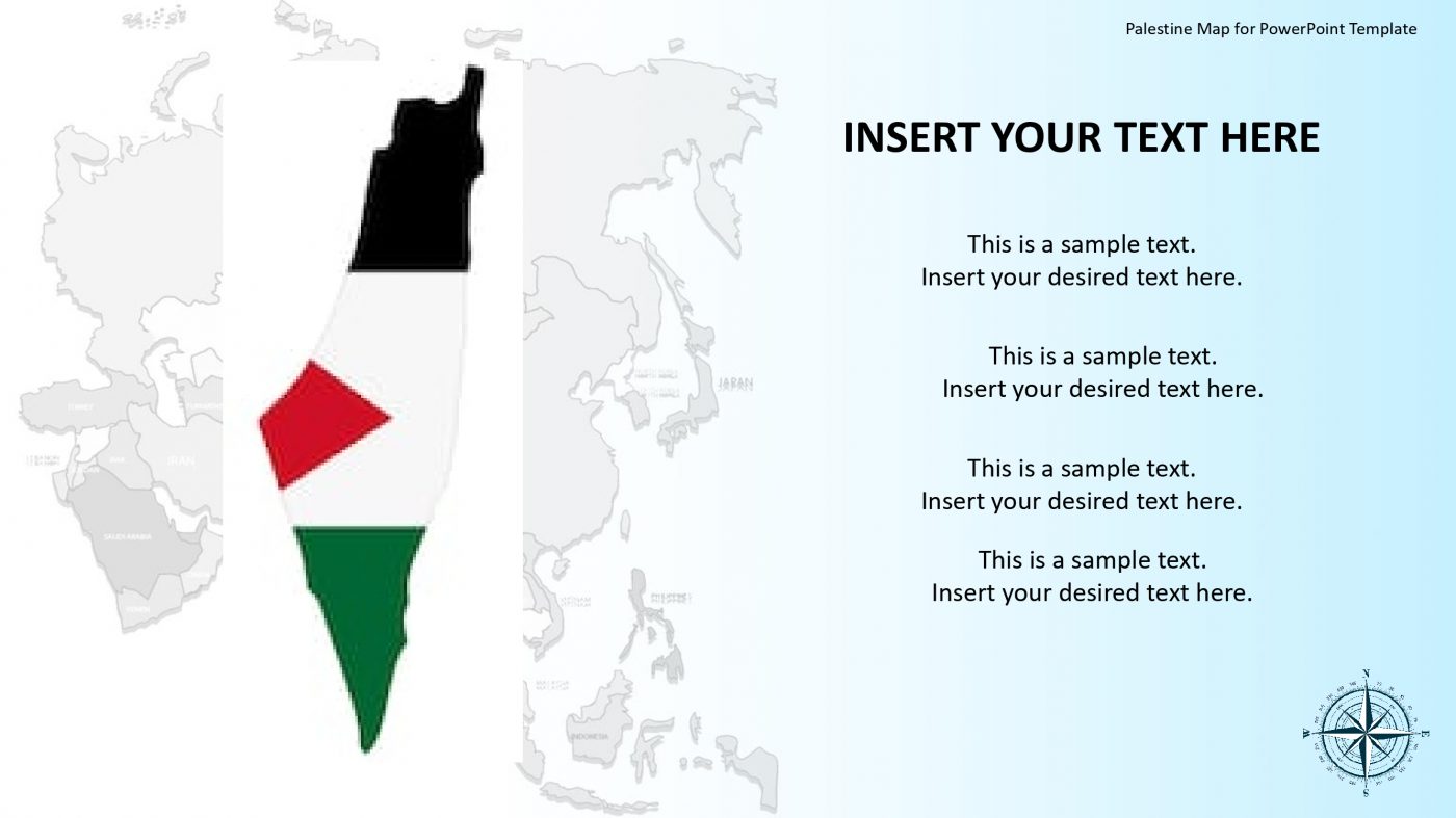 Palestine Map for PowerPoint Template: 100% Editable PPTx
