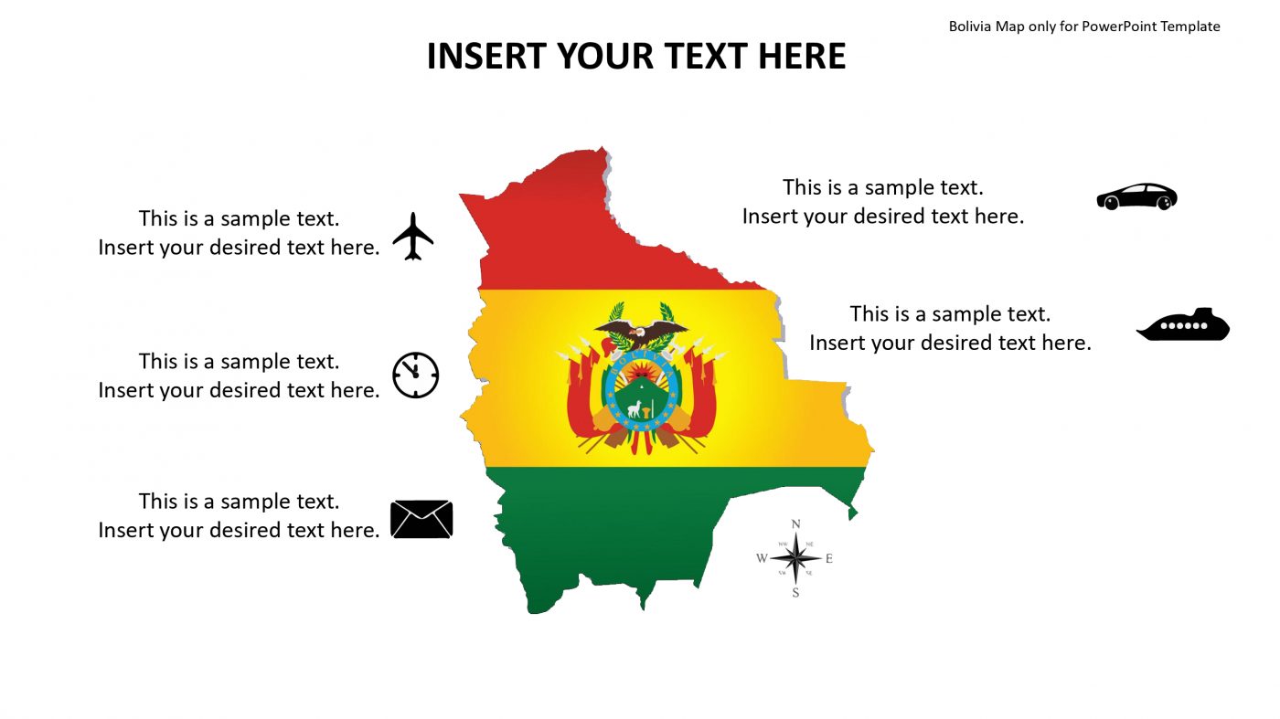 Bolivia Map only for PowerPoint Template: 100% Editable PPTx