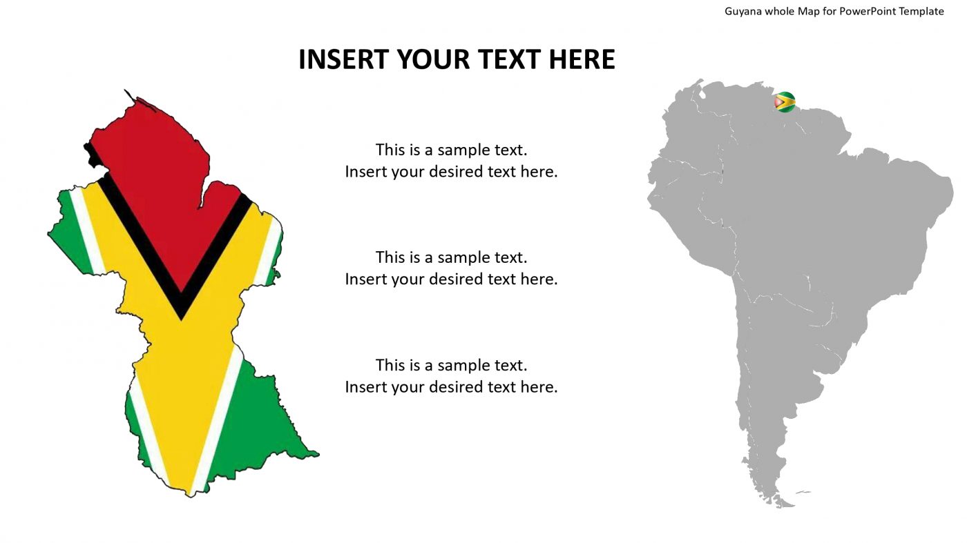 Guyana whole Map for PowerPoint Template: 100% Editable PPTx