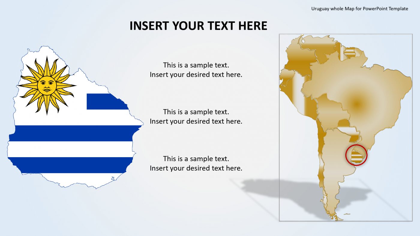 Uruguay whole Map for PowerPoint Template: 100% Editable PPTx