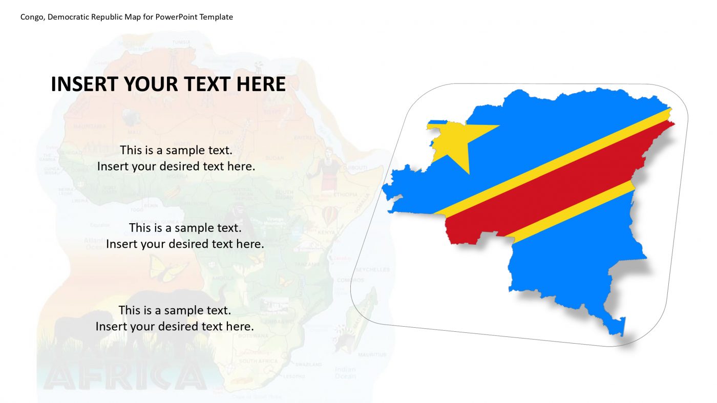 Congo, Democratic Republic Map for PowerPoint Template: 100% Editable PPTx