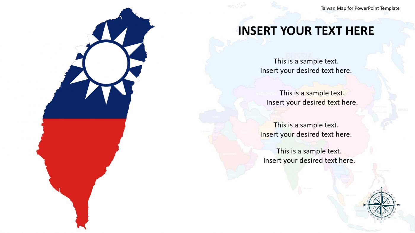 Taiwan Map for PowerPoint Template: 100% Editable PPTx