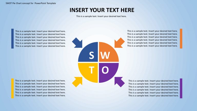 SWOT Pie Chart concept for PowerPoint Template: 100% Editable PPTx