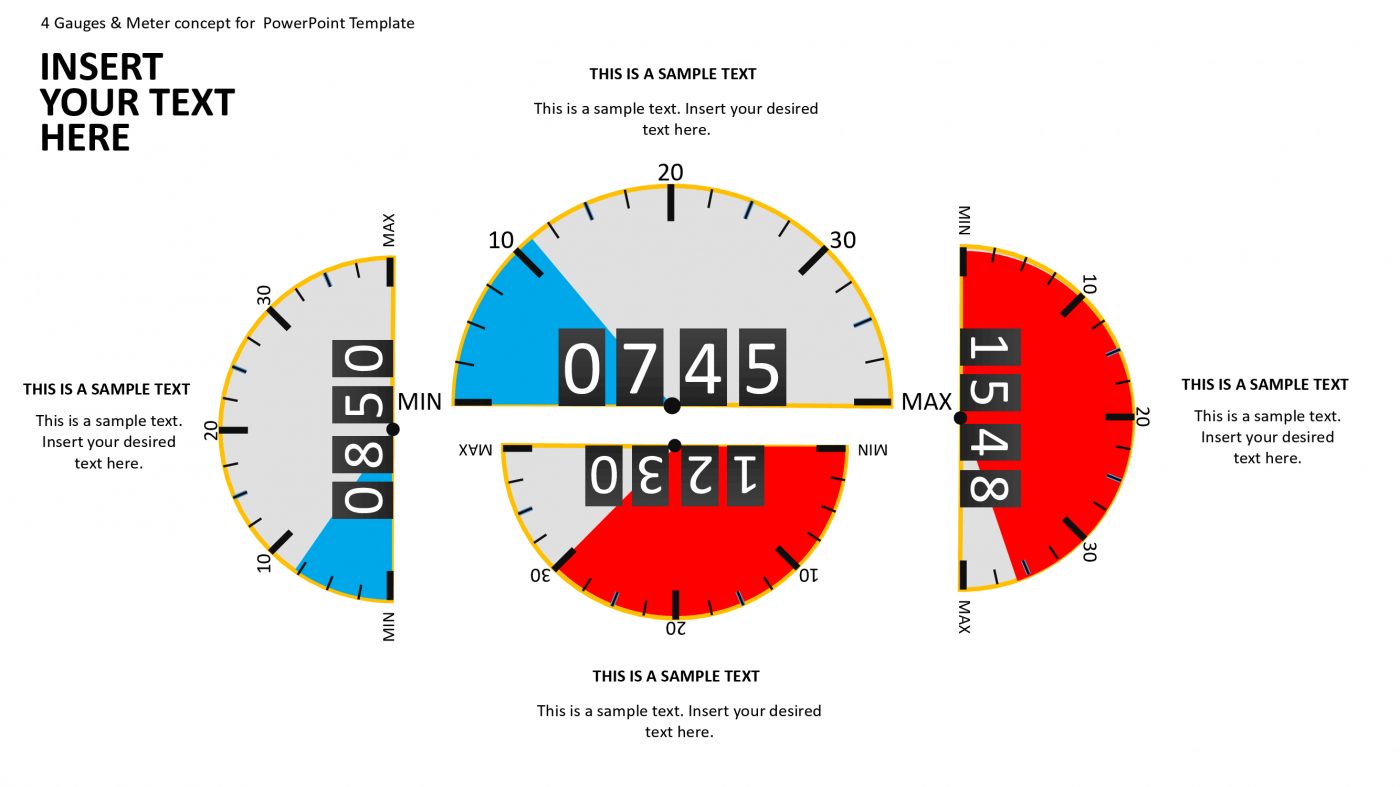 4 Steps Gauge & Meter PowerPoint Template - Slidevilla