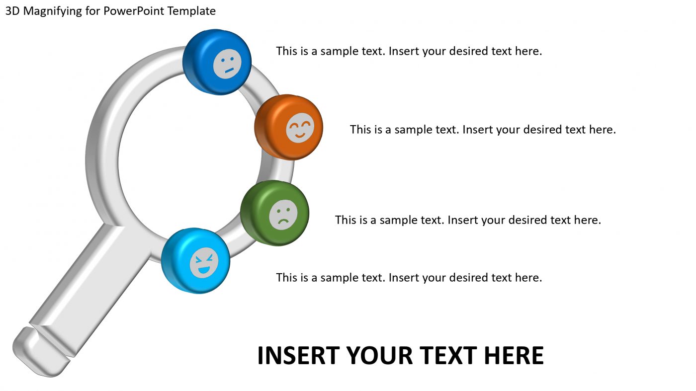 3D Four Steps Magnifying Diagram PowerPoint Template - Slidevilla