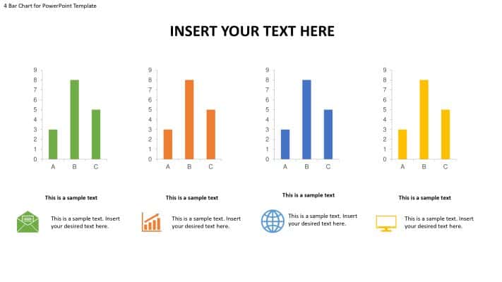 4 Bar Chart for PowerPoint Template: 100% Editable PPTx