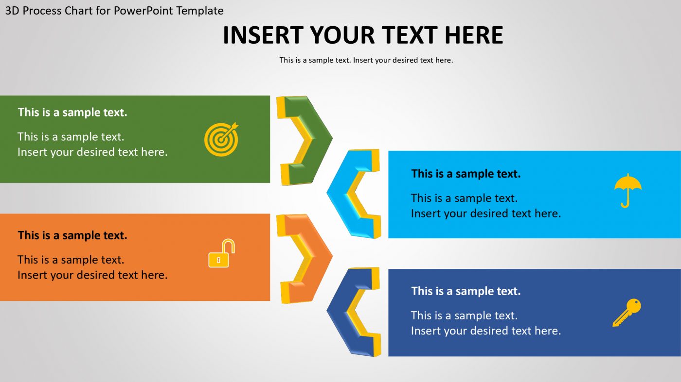 3D Process Flow Chart for PowerPoint Template: 100% Editable PPTx