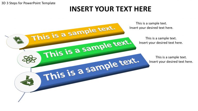 3D 3 Steps for PowerPoint Template: 100% Editable PPTx