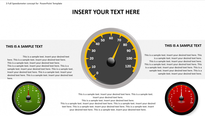 3 face Editable Speedometer Gauge concept for PowerPoint Template ...
