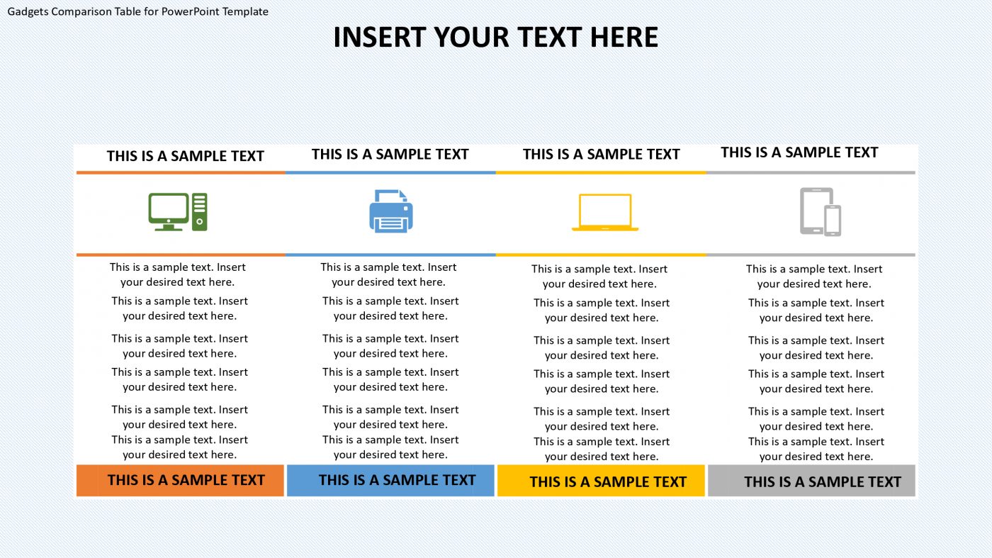 Gadgets Comparison Table for PowerPoint Template - Slidevilla