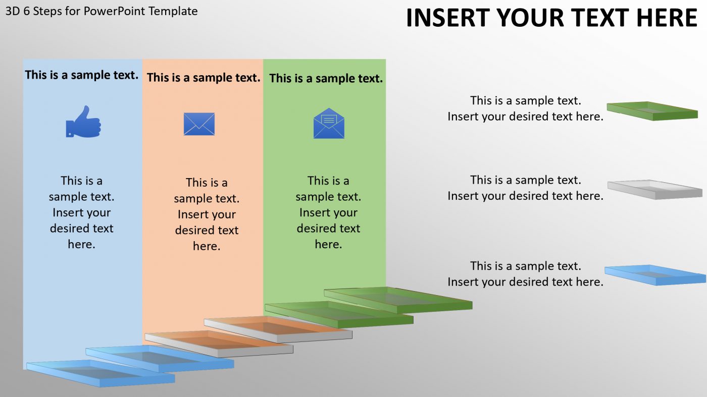 3D 6 Steps for PowerPoint Template: 100% Editable PPTx