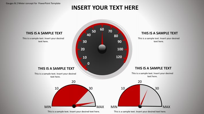 Gauges & 2 Meter concept for PowerPoint Template: 100% Editable PPTx