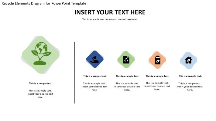 Recycle Elements Diagram for PowerPoint Template: 100% Editable PPTx