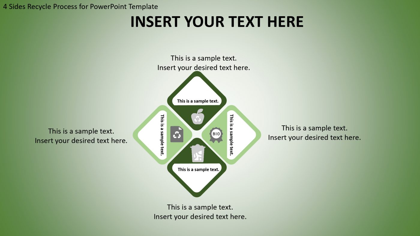 4 Sides Recycle Process for PowerPoint Template: 100% Editable PPTx