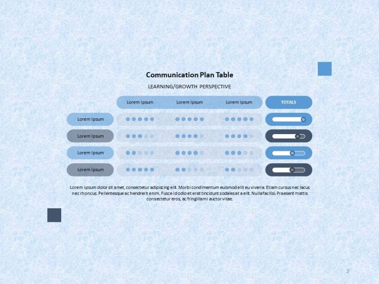 Communication Plan Table Slide Template for Powerpoint