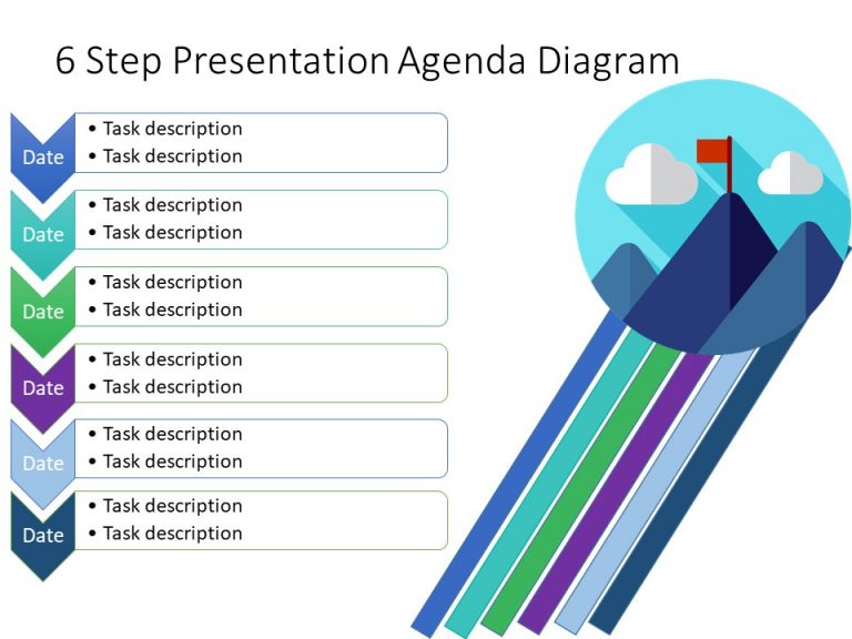 6 Step Presentation Agenda Diagram for PowerPoint
