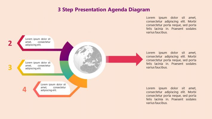 3 Step Presentation Agenda Diagram for PowerPoint