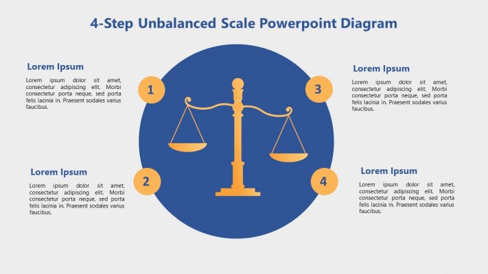 4-Step Unbalanced Scale Powerpoint Diagram Slide