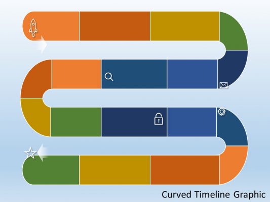 Curved Timeline Graphic PowerPoint Template Slide