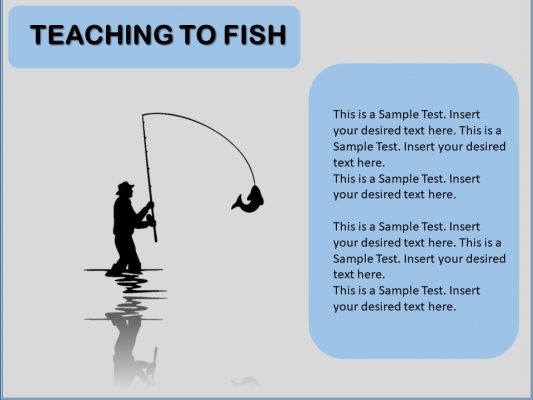 Teaching to Fish Illustration for PowerPoint Slide - Slidevilla