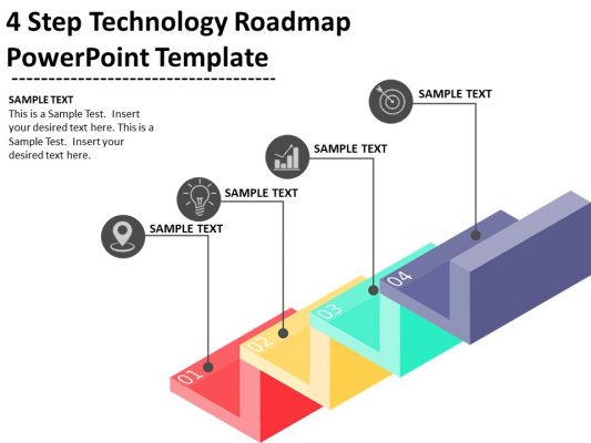 4 Step Technology Roadmap PowerPoint Template Slide - Slidevilla